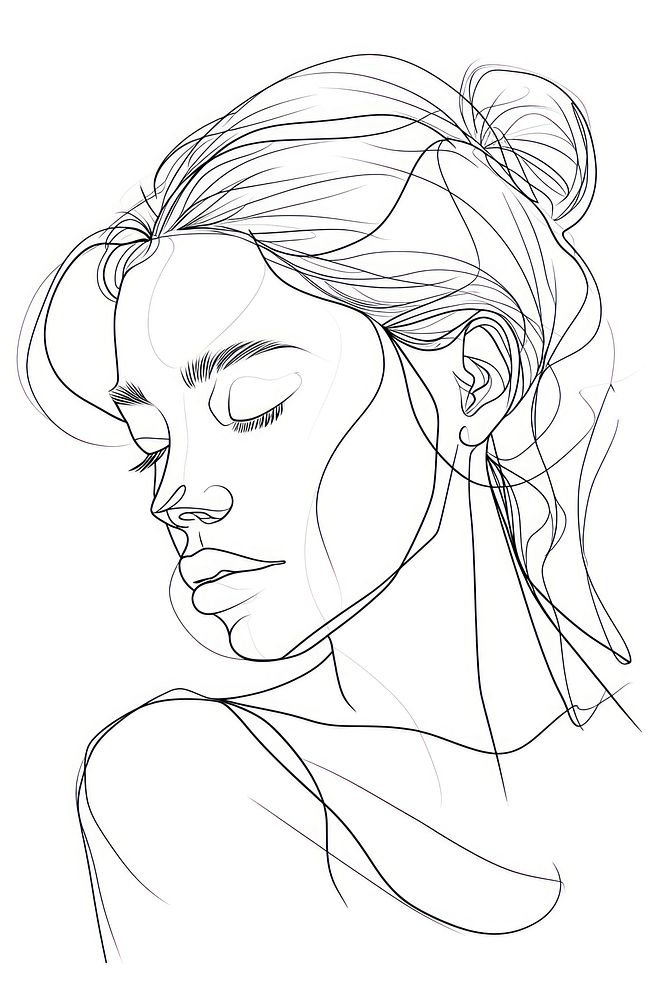 Line drawings woman portrait sketch | Free Photo Illustration - rawpixel