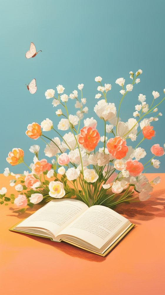Butterfly and spring flowers book | Free Photo Illustration - rawpixel