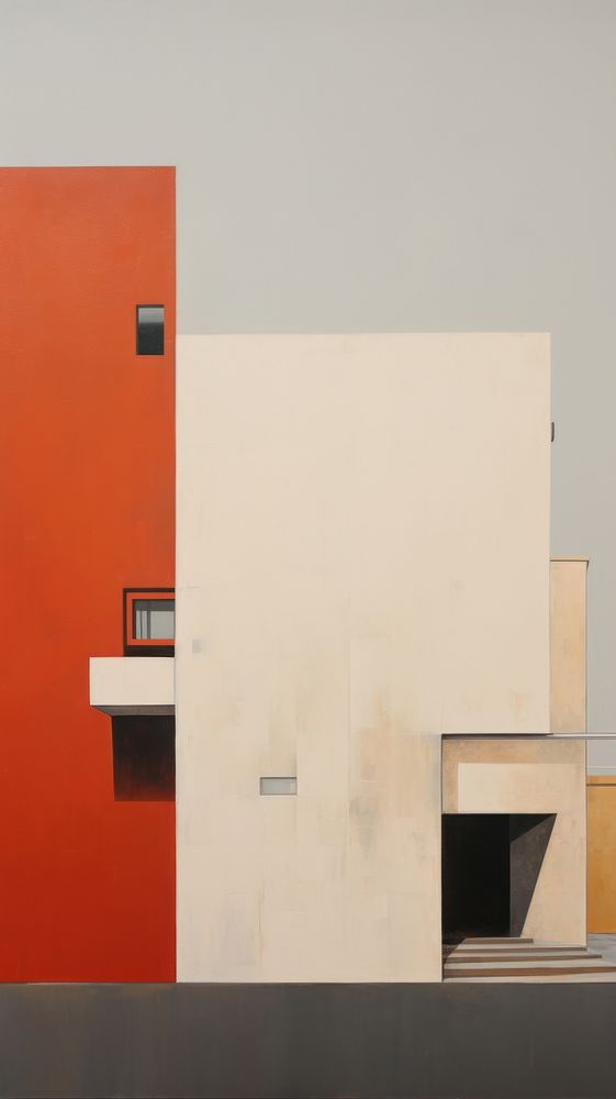 Minimal space buildings architecture painting | Free Photo Illustration ...