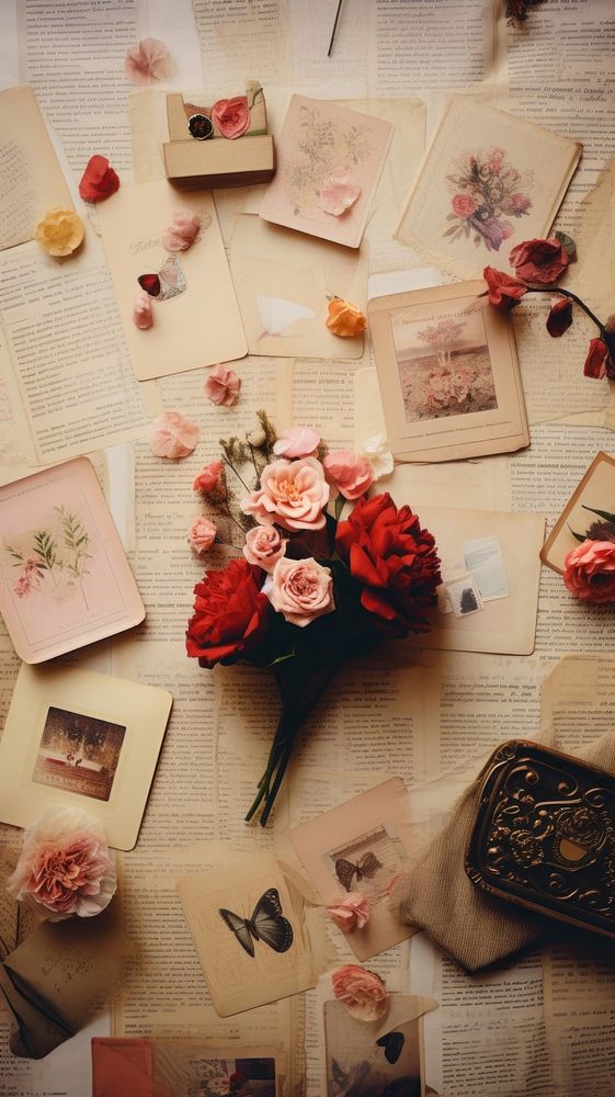 Collage love letters flower art | Premium Photo - rawpixel