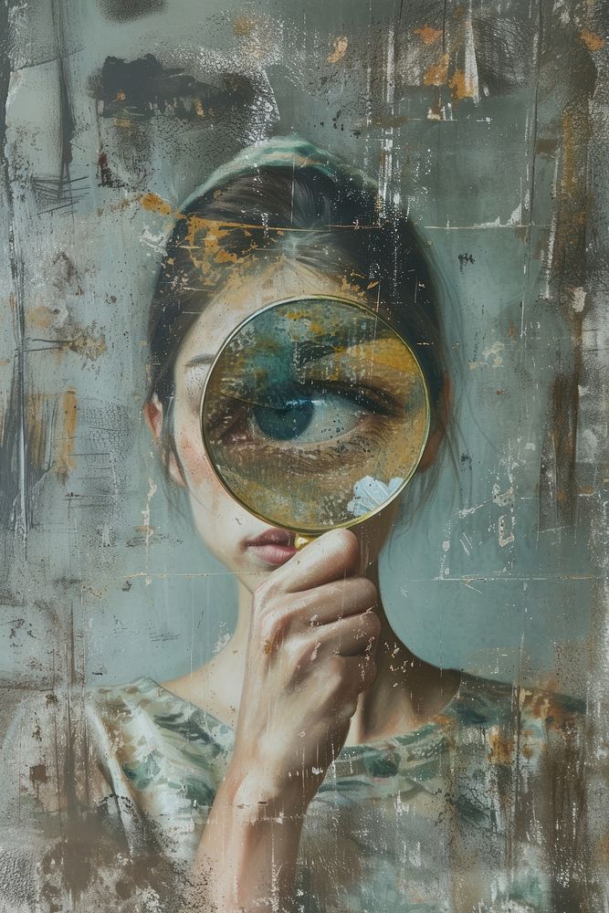 magnifying glass painting portrait art. | Free Photo Illustration ...