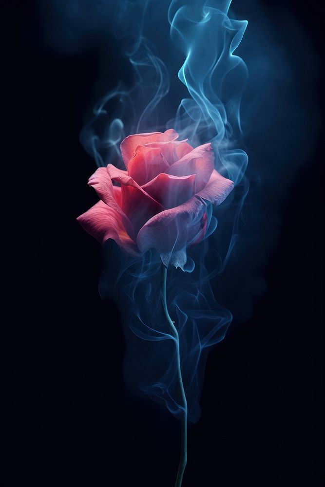 Neon light smoke rose flower | Free Photo Illustration - rawpixel