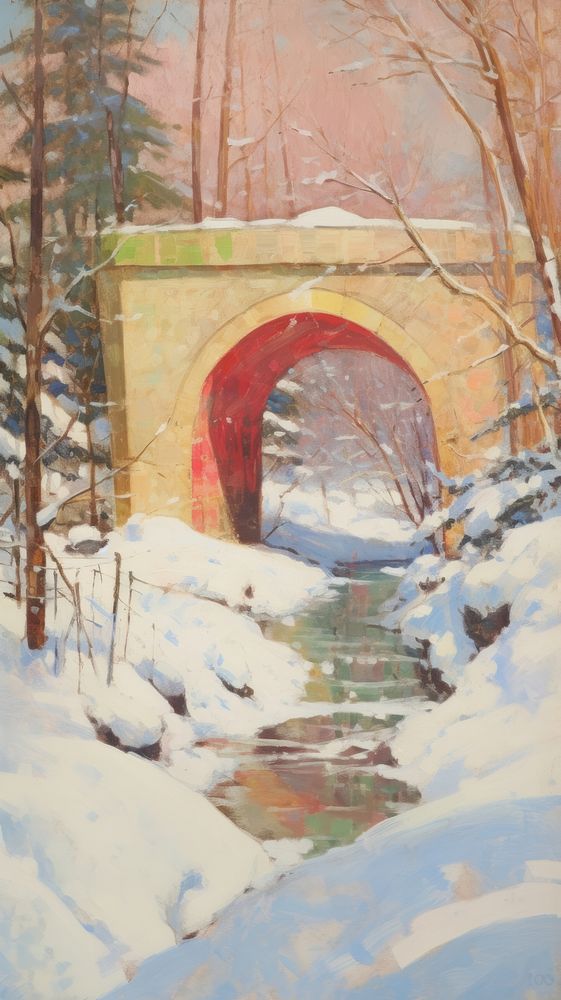 Painting arch snow architecture. | Free Photo Illustration - rawpixel