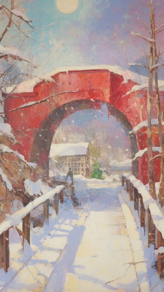 Painting snow arch architecture. | Premium Photo Illustration - rawpixel