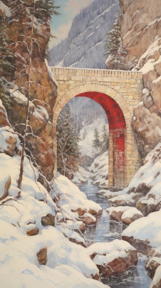 Bridge arch snow architecture. | Premium Photo Illustration - rawpixel