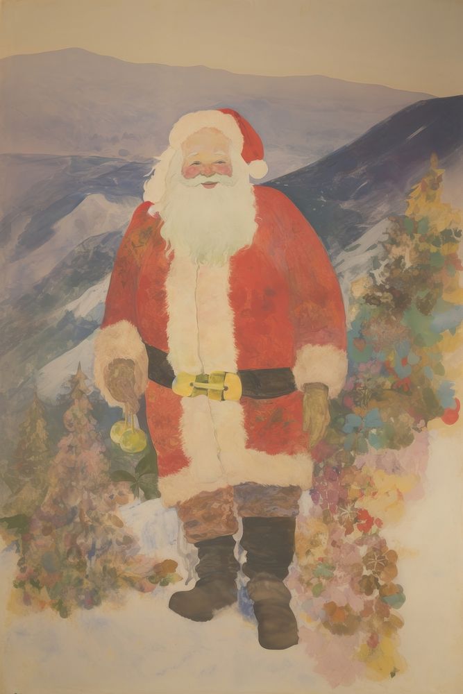 Illustration 1970s santa christmas painting | Free Photo Illustration ...