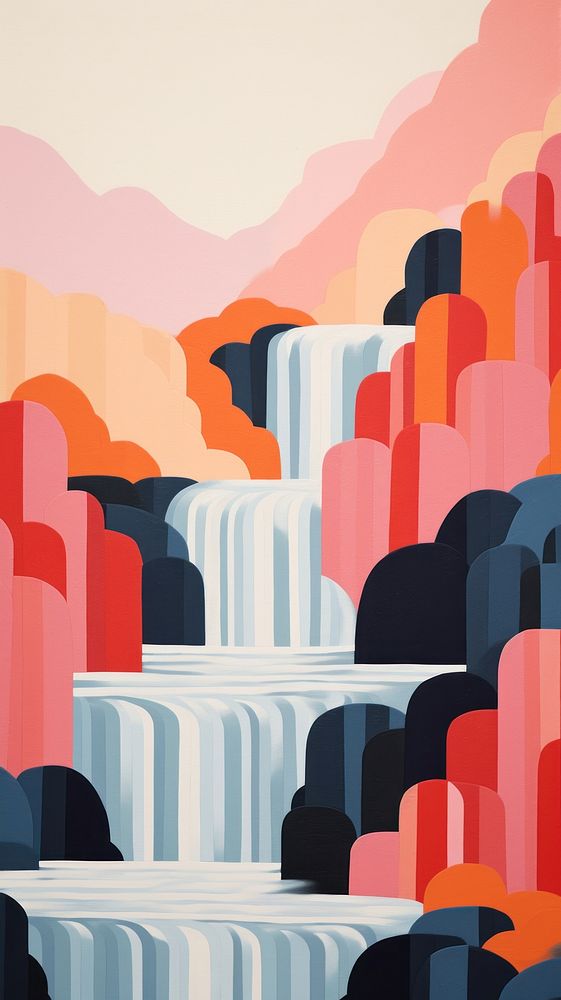 Minimal simple waterfall art painting | Premium Photo Illustration ...