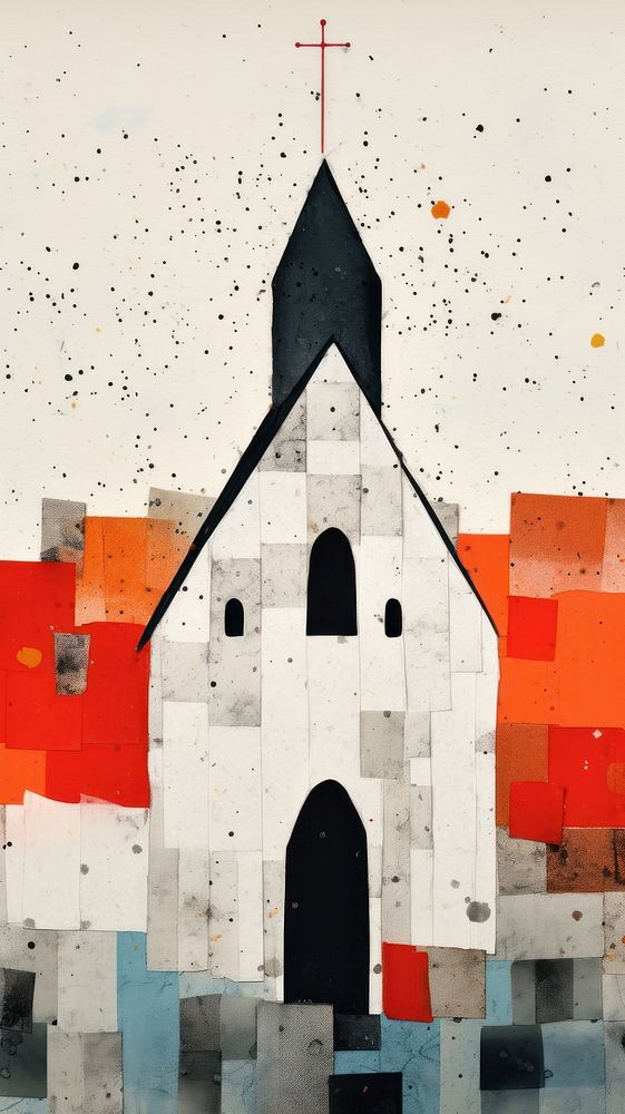 Minimal simple church art painting | Free Photo Illustration - rawpixel