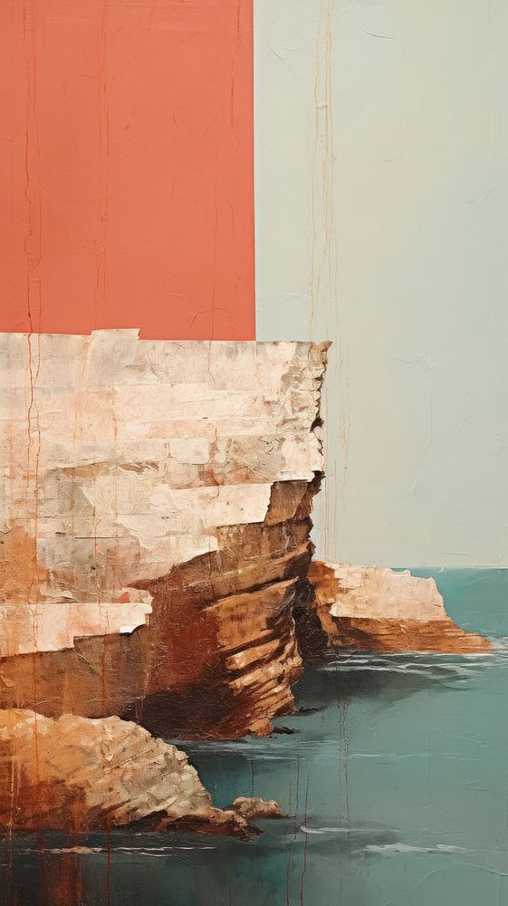 Minimal simple coastal cliff art | Free Photo Illustration - rawpixel