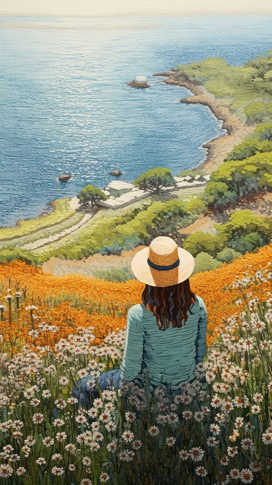 Landscape flower coast field. | Premium Photo Illustration - rawpixel