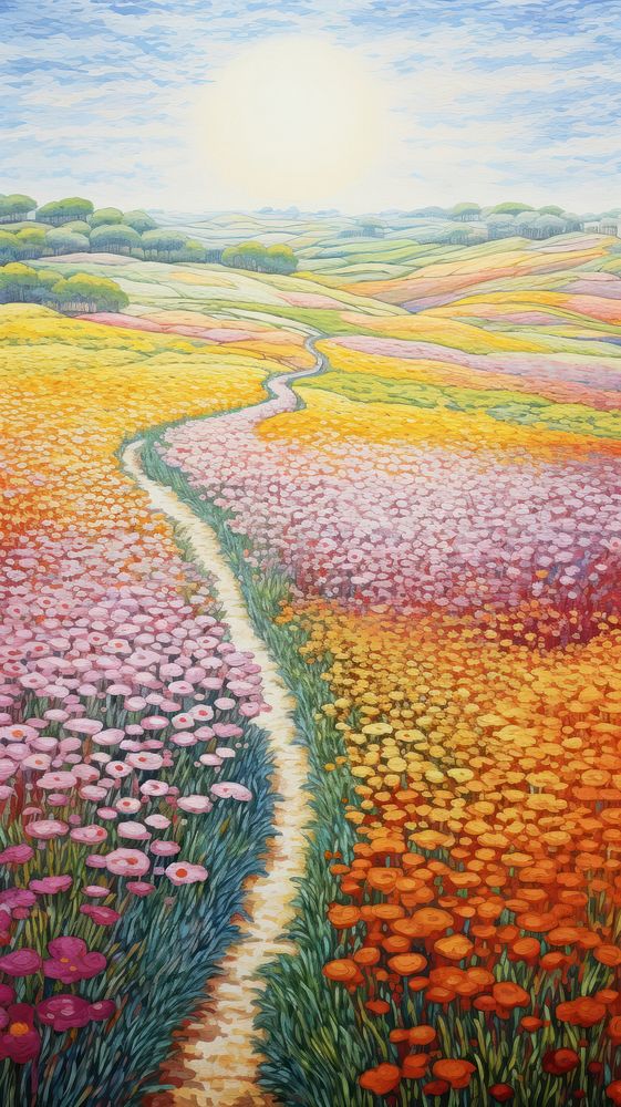 Painting flower field landscape. | Premium Photo Illustration - rawpixel
