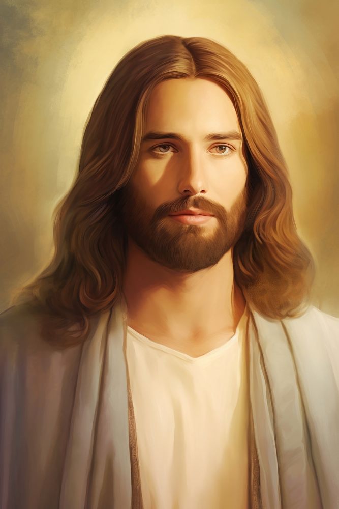 Illustration jesus portrait painting adult. | Premium Photo ...