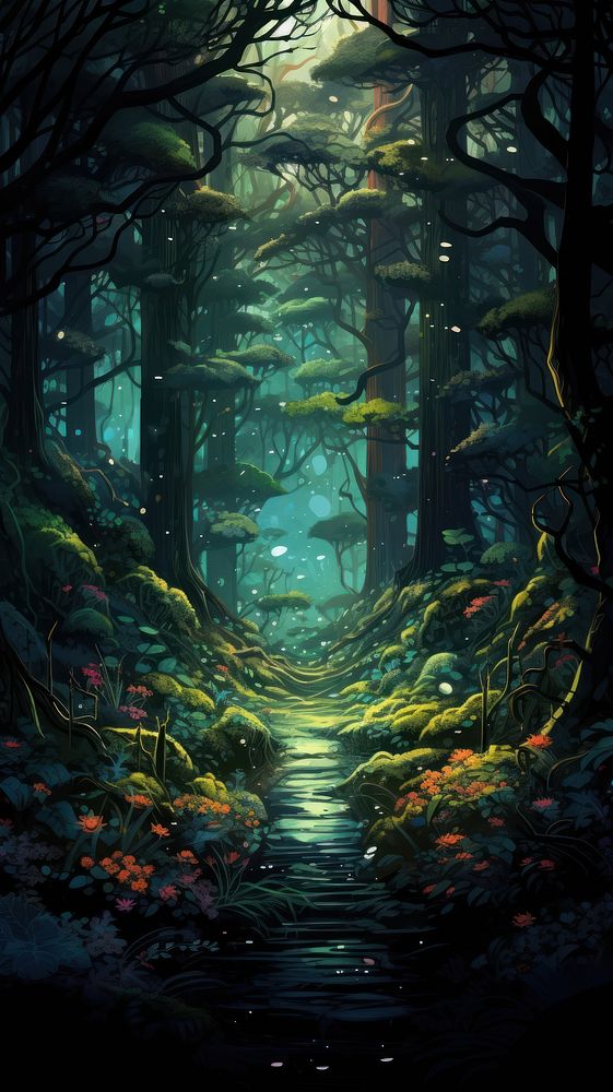 Isolated simple deep forest woodland | Free Photo Illustration - rawpixel