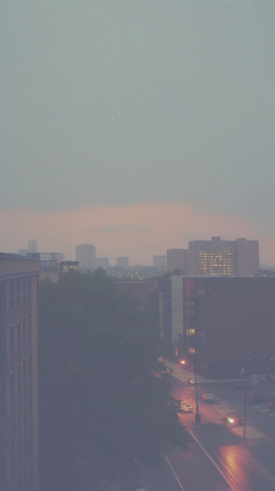 Aesthetic rainy city landscape wallpaper | Free Photo - rawpixel