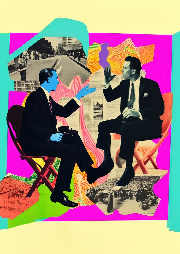 2 business man talking collage | Free Photo Illustration - rawpixel