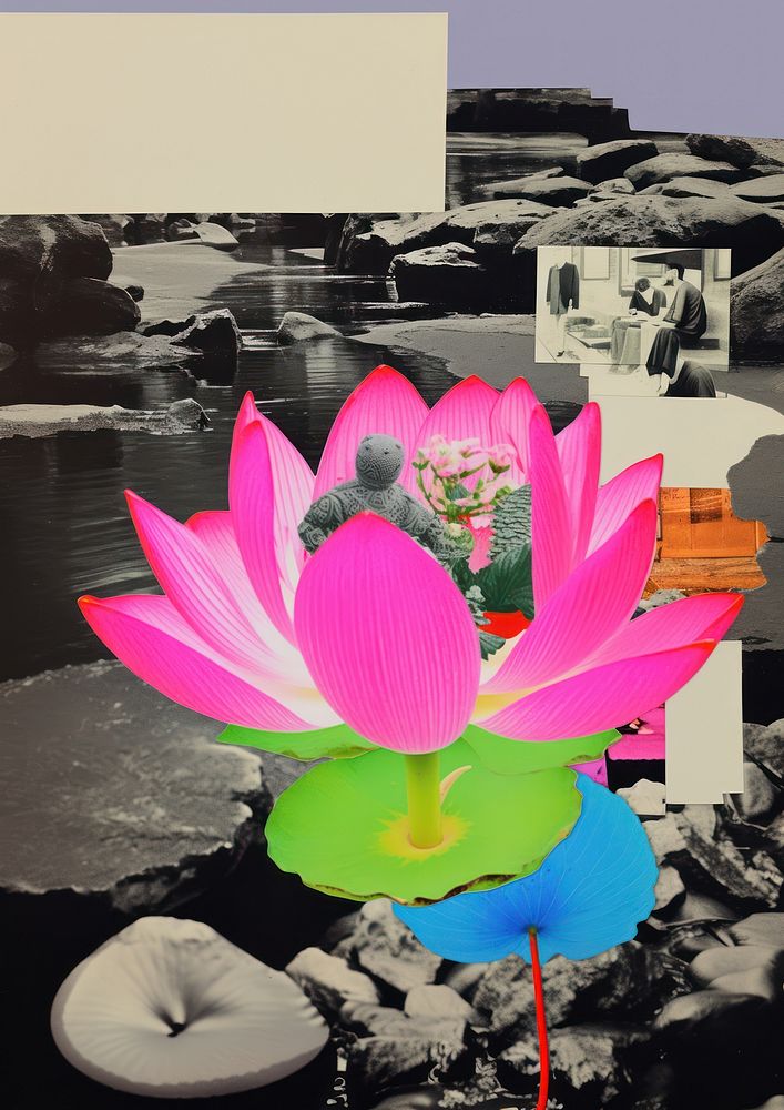 Minimal lotus art outdoors flower. | Free Photo Illustration - rawpixel