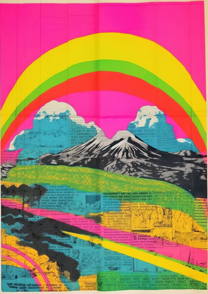 Minimal rainbow art painting collage. | Free Photo Illustration - rawpixel