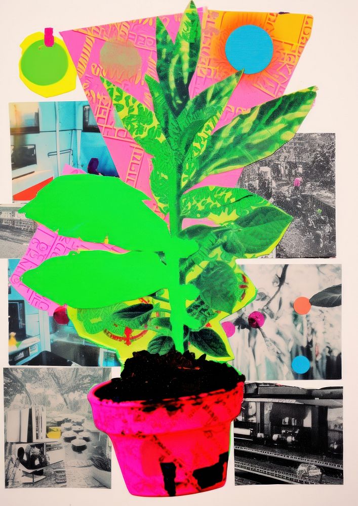 Potted plant collage art transportation. | Free Photo Illustration ...