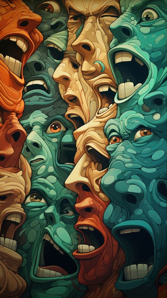 Messy human faces painting art | Free Photo Illustration - rawpixel