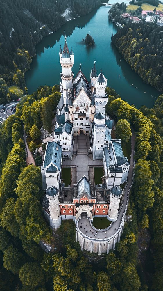 Aerial top view Neuschwanstein Castle | Premium Photo - rawpixel