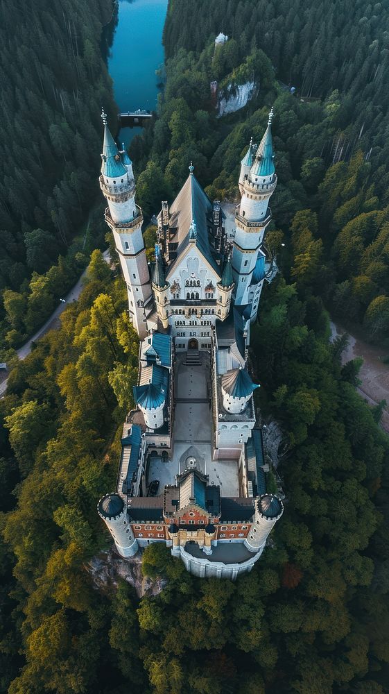 Aerial top view Neuschwanstein Castle | Free Photo - rawpixel