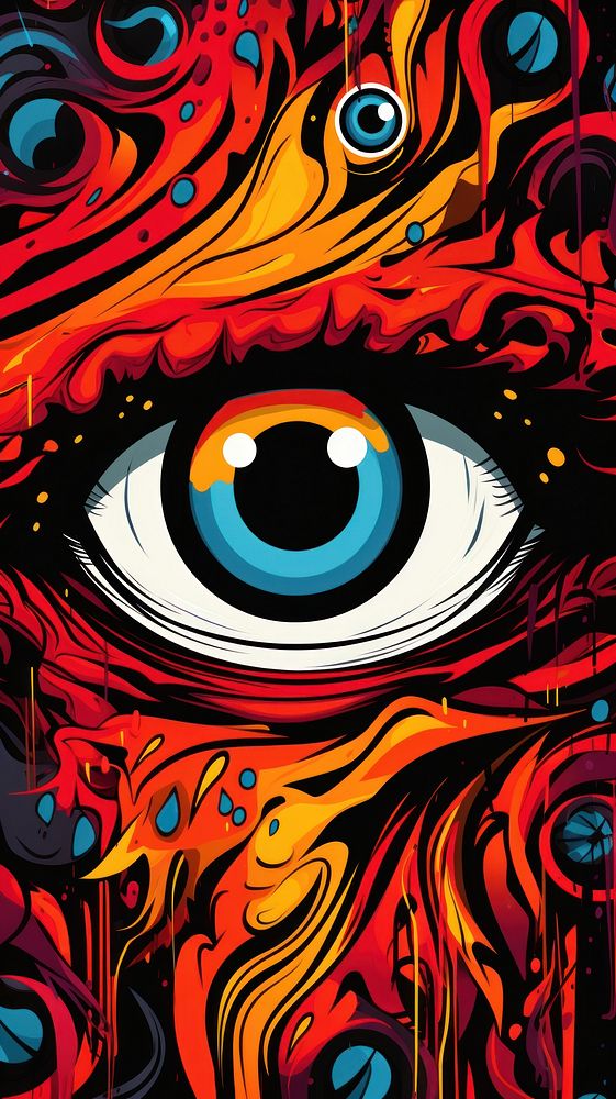 Abstract eyeball art painting cartoon. | Premium Photo Illustration ...