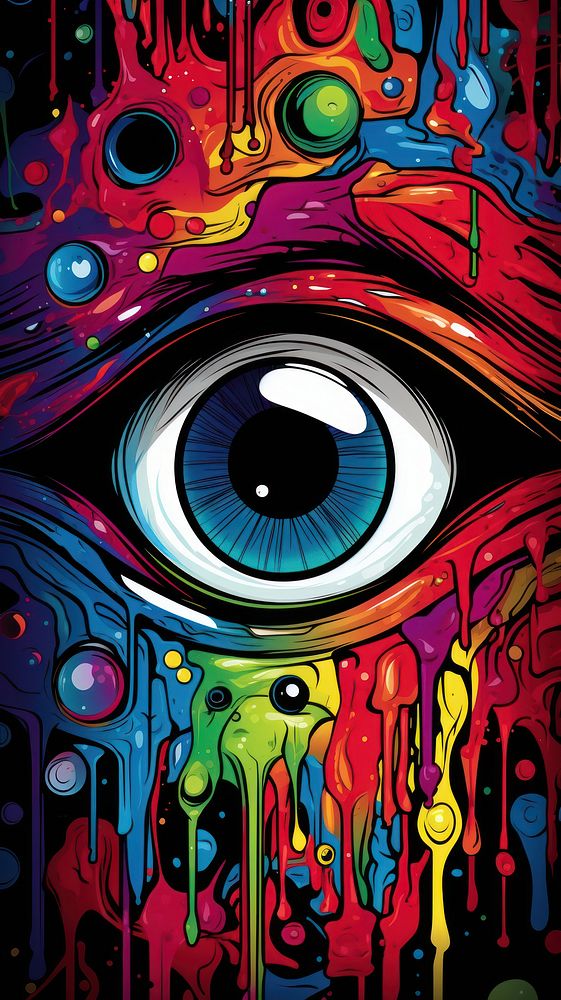 Abstract eyeball art painting cartoon. | Premium Photo Illustration ...