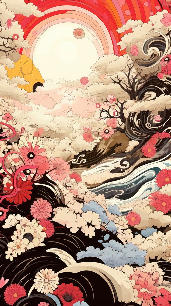 Abstract japanese art pattern cartoon | Free Photo Illustration - rawpixel