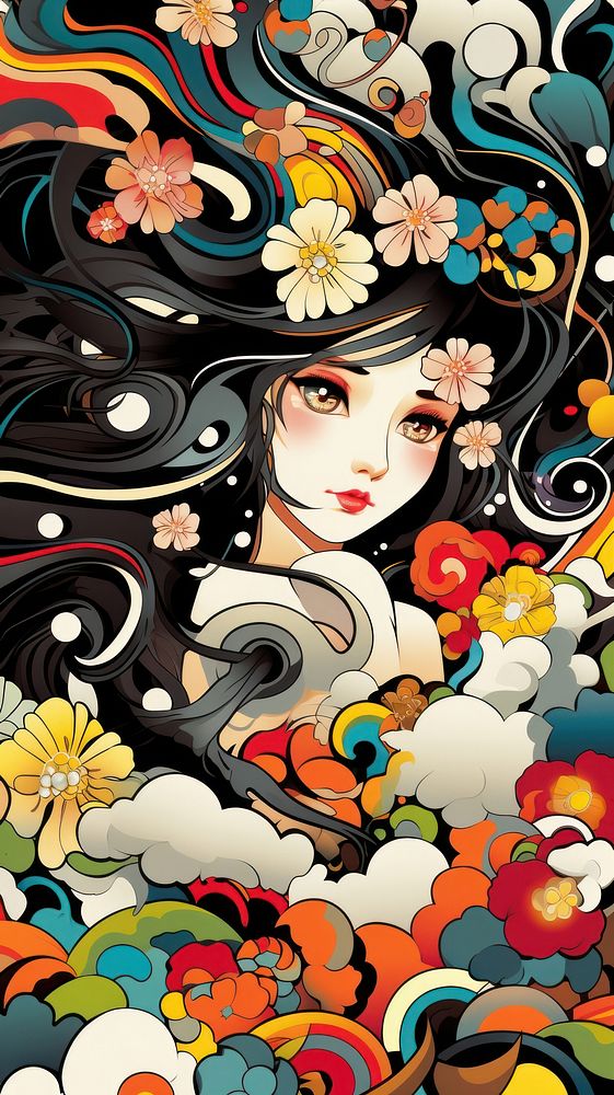 Abstract japanese art cartoon pattern | Free Photo Illustration - rawpixel