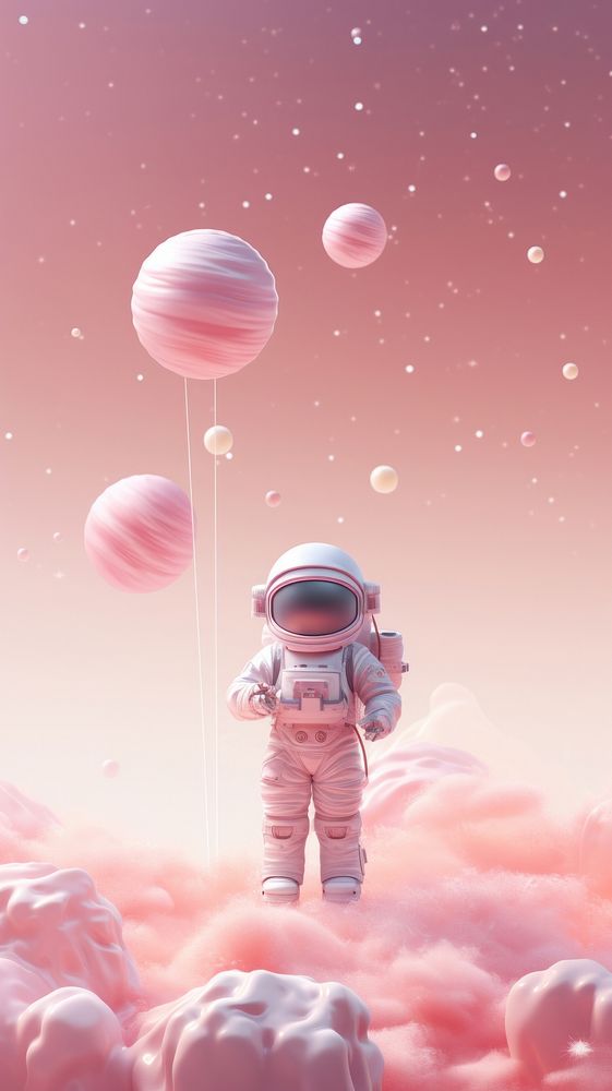 Cute astronaut dreamy wallpaper outdoors | Premium Photo Illustration ...