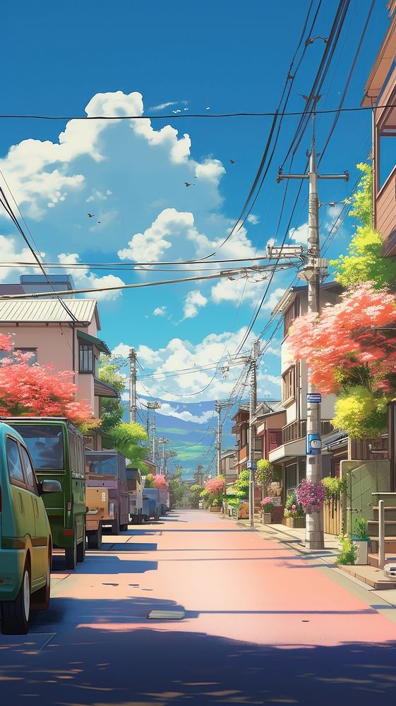 Neighborhood suburban architecture building vehicle. | Premium Photo ...