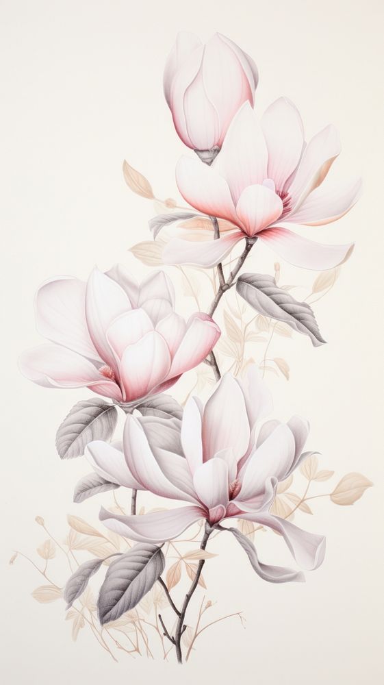 Wallpaper magnolia drawing sketch blossom | Free Photo Illustration ...