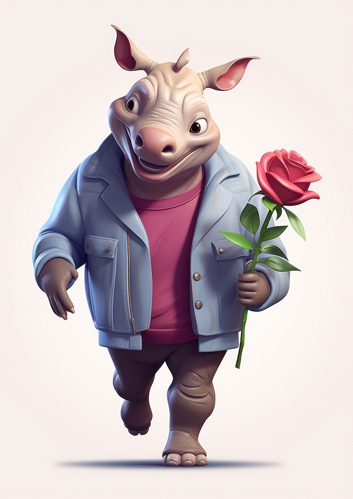 Rhino flower animal rose. | Free Photo Illustration - rawpixel