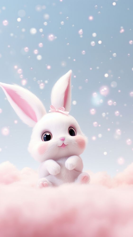 Rabbit dreamy wallpaper cartoon animal | Free Photo Illustration - rawpixel