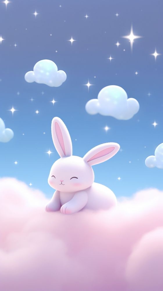 Rabbit dreamy wallpaper outdoors cartoon | Free Photo Illustration ...