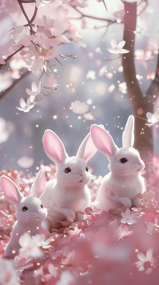Rabbits dreamy wallpaper animal outdoors | Free Photo Illustration ...