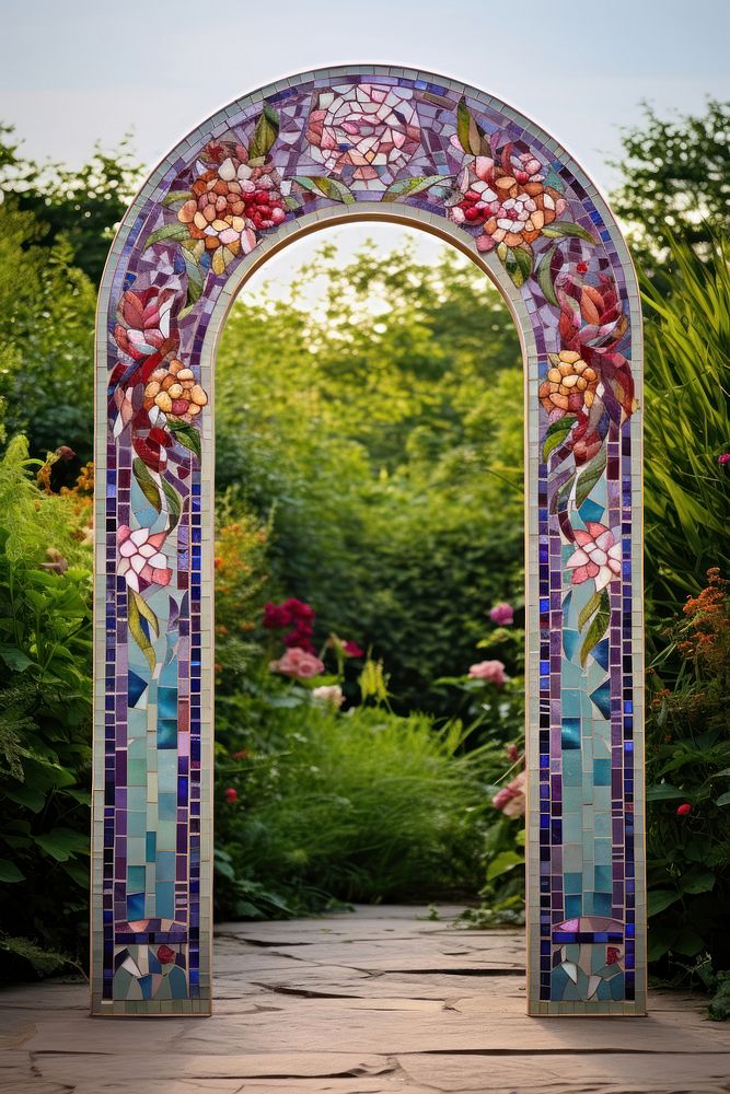 Botanical pattern mosaic arch art | Free Photo Illustration - rawpixel