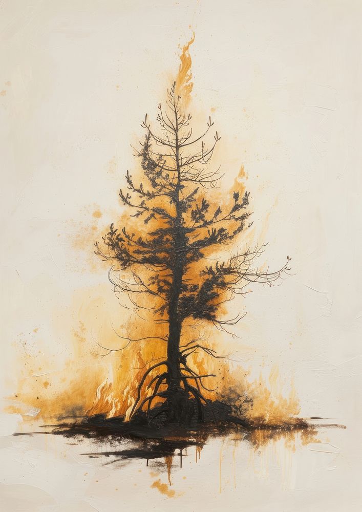 burning withered pine tree painting | Premium Photo Illustration - rawpixel