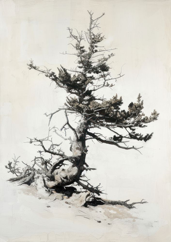 withered pine tree painting drawing | Premium Photo Illustration - rawpixel