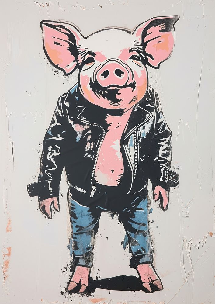 Pig person character art mammal | Free Photo Illustration - rawpixel