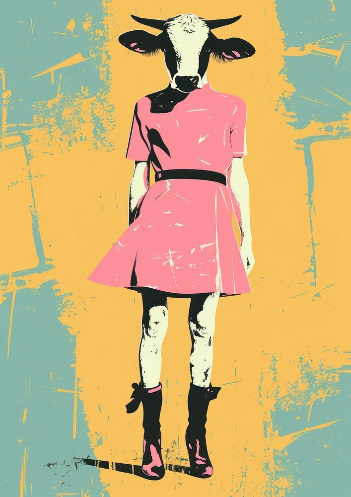 Cow person character art painting | Free Photo Illustration - rawpixel