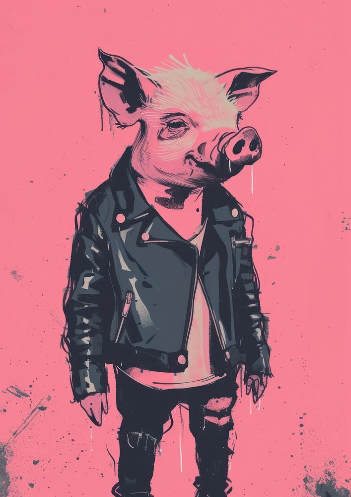 Pig person character jacket portrait | Premium Photo Illustration ...