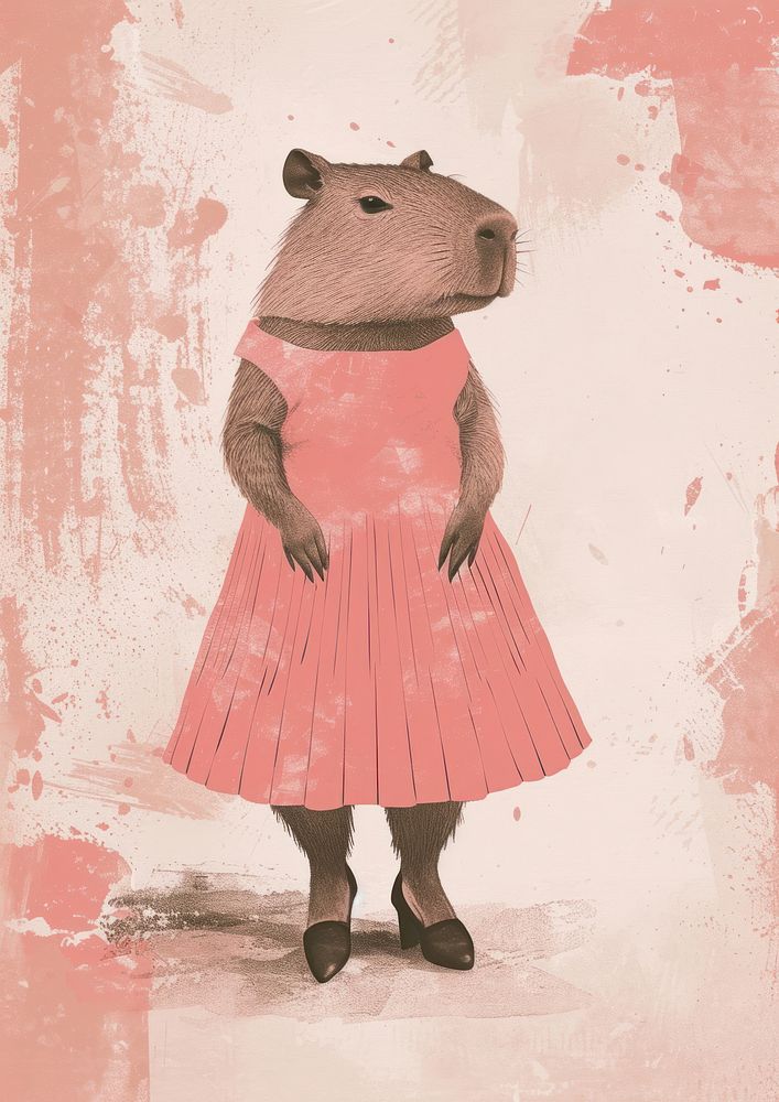 Capybara person character art mammal | Free Photo Illustration - rawpixel