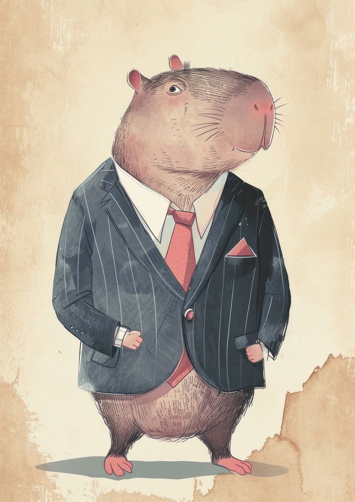 capybara person character drawing animal | Free Photo Illustration ...