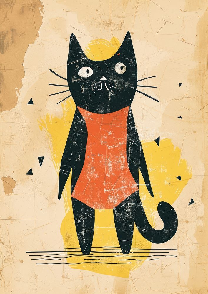 Cat person character art animal | Free Photo Illustration - rawpixel