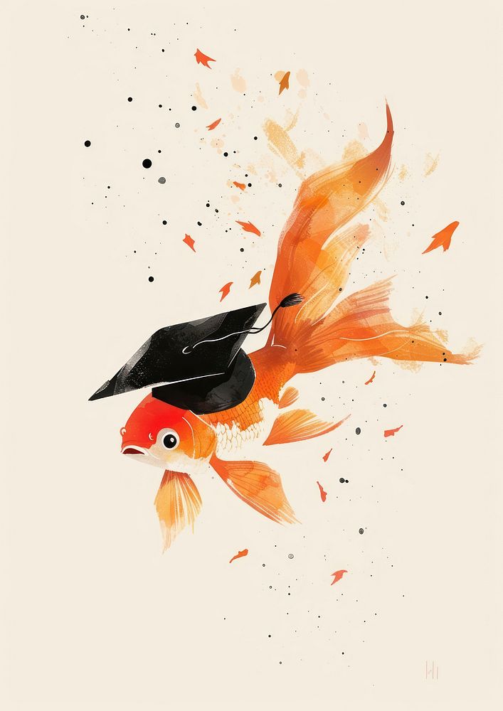 Goldfish graduates wearing graduation gown | Free Photo Illustration ...