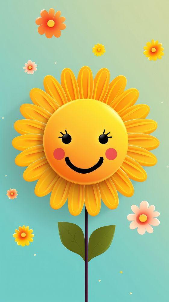 Cute flower face cartoon sunflower | Free Photo Illustration - rawpixel