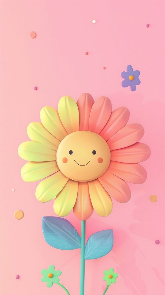 Cute flower face cartoon plant | Free Photo Illustration - rawpixel