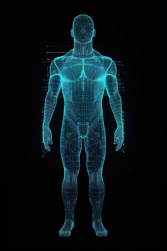 Glowing wireframe human body futuristic | Premium Photo Illustration ...