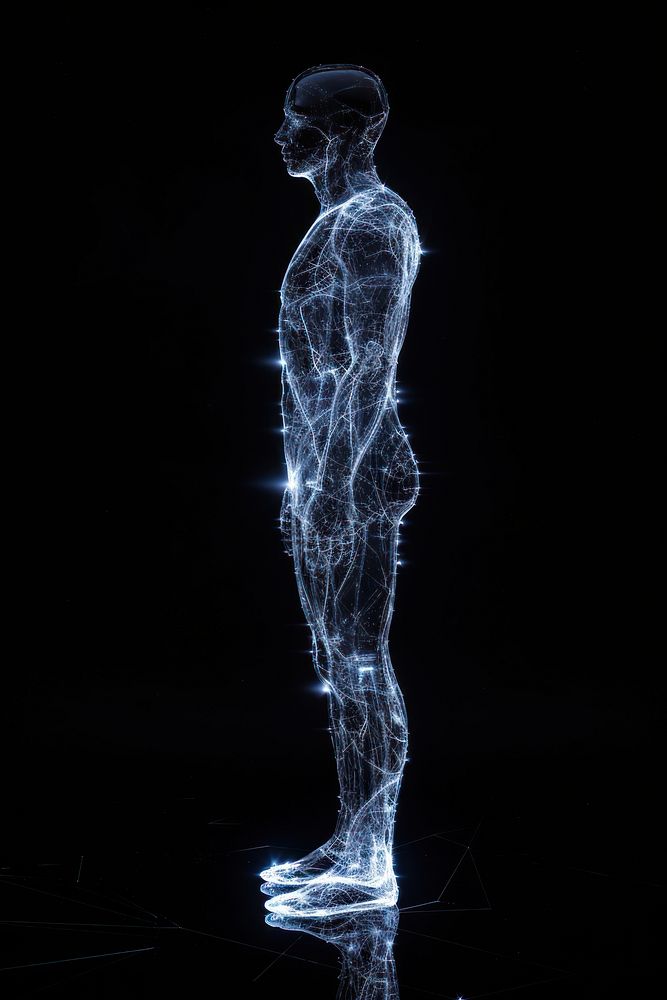 Glowing wireframe human body futuristic | Premium Photo Illustration ...